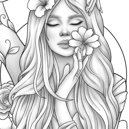 Veronica Adult Coloring Pages Premium Coloring Pages | Etsy