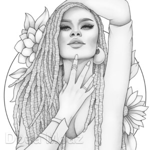 Printable Coloring Page Fantasy Character Dreadlocks Black Girl ...