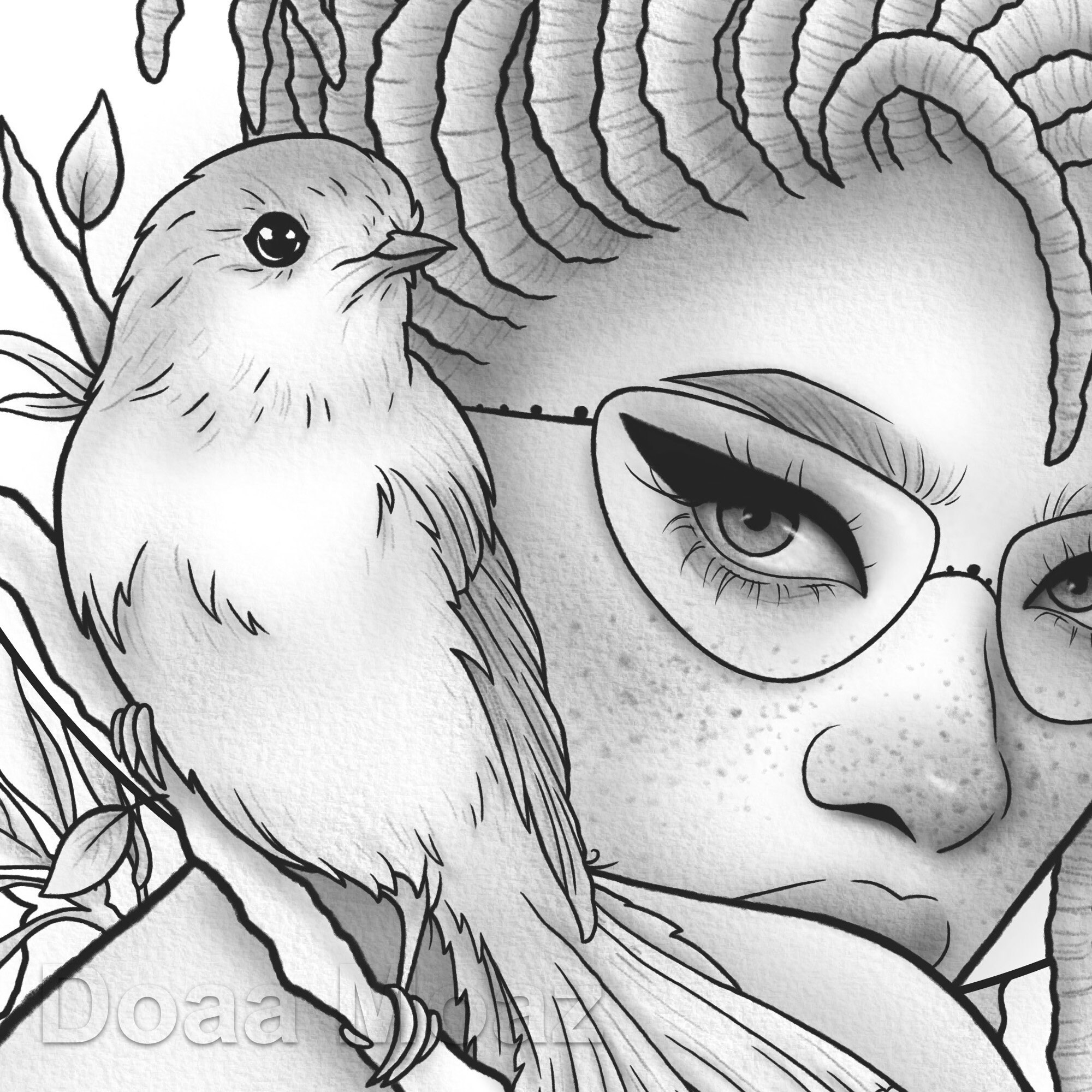 Printable coloring page Black girl dreadlocks floral | Etsy