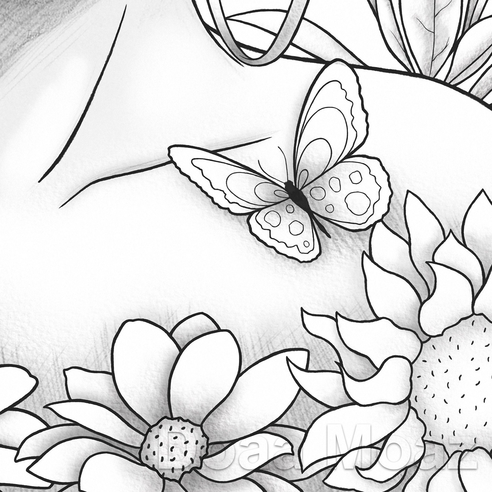 Printable Coloring Page Black Girl Floral Butterfly Portrait - Etsy ...