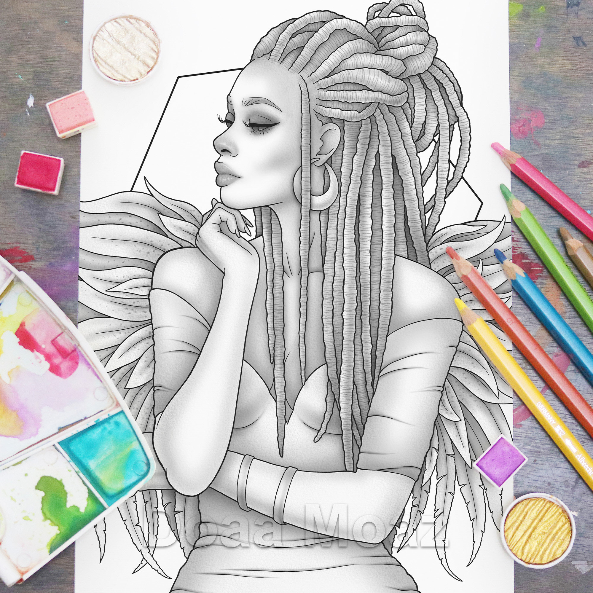 Printable Coloring Page Fantasy Character Black Girl - Etsy Denmark