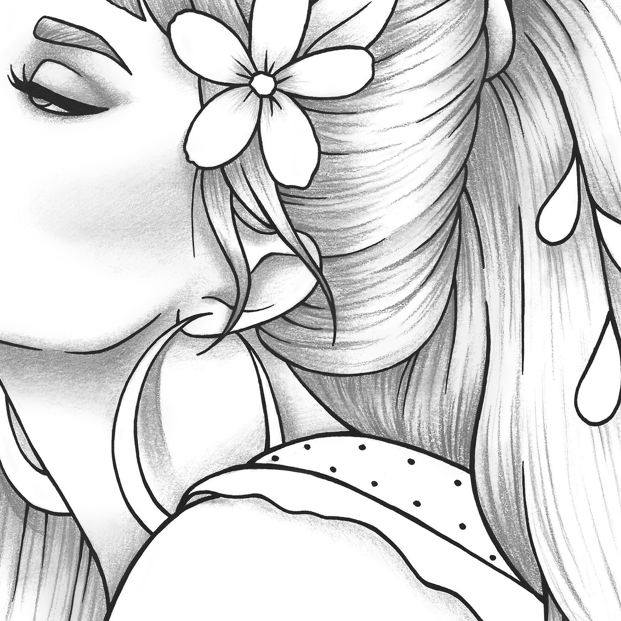 Printable Coloring Page Girl Portrait And Clothes Colouring Etsy