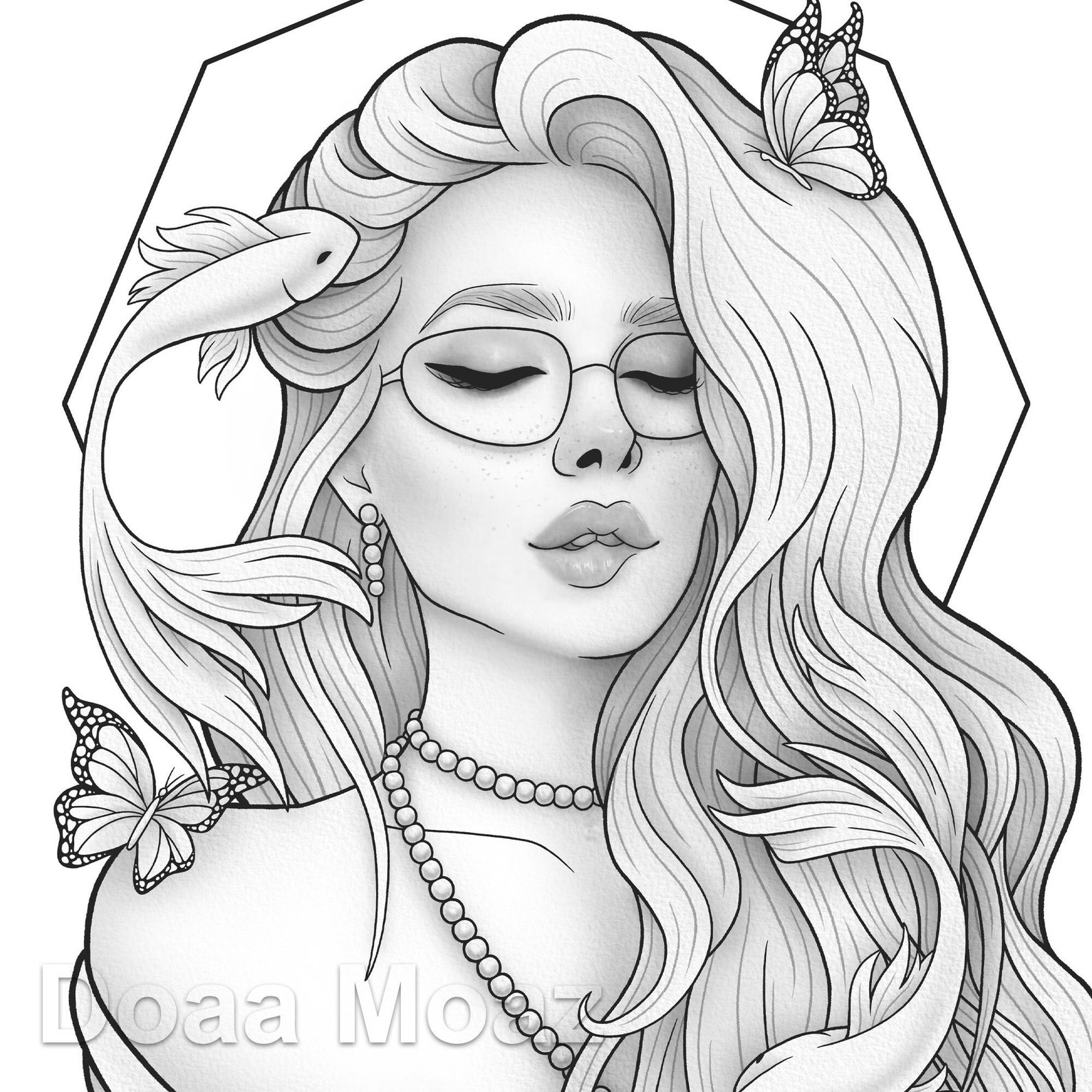 Printable Coloring Page Fantasy Character Girl Floral Etsy Australia