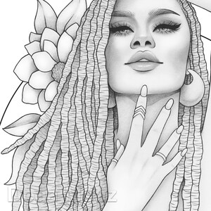 Printable Coloring Page Fantasy Character Dreadlocks Black Girl ...