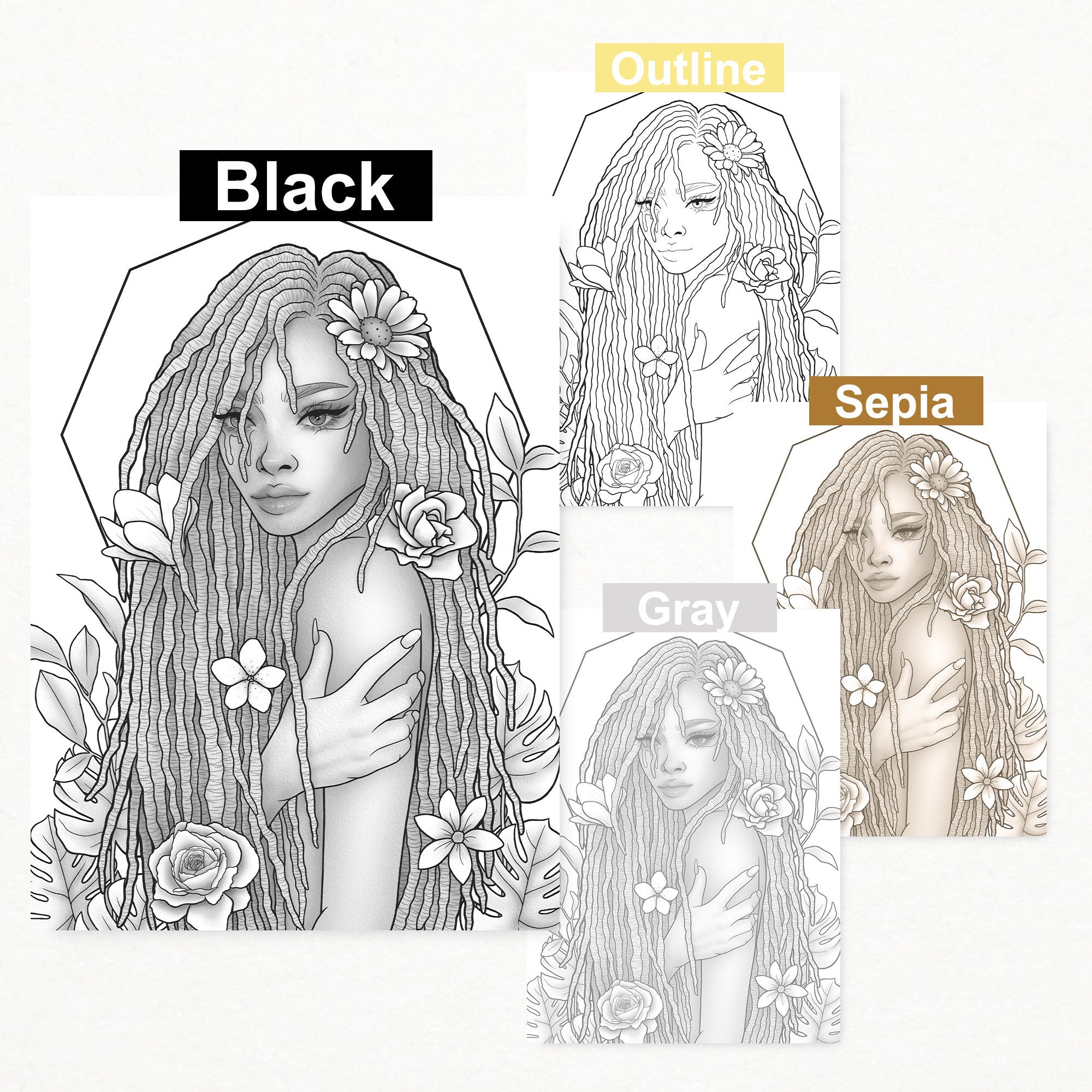 Printable Coloring Page Fantasy Character Black Girl - Etsy Australia