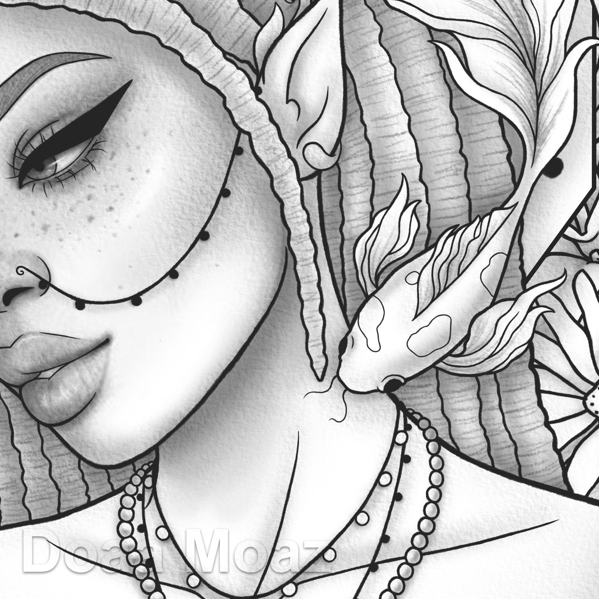 Printable Coloring Page Black Girl Dreadlocks Floral - Etsy Hong Kong