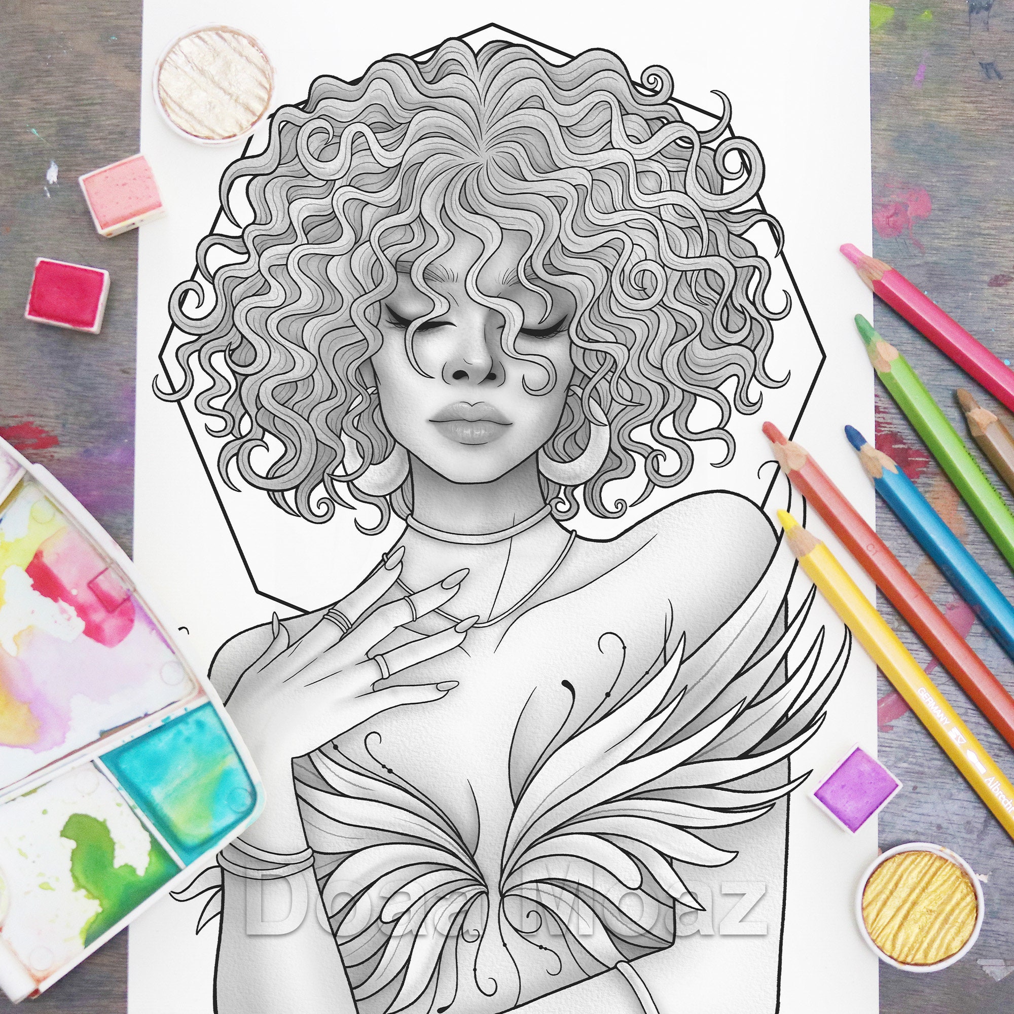 Printable Coloring Page Fantasy Character Black Girl - Etsy Singapore
