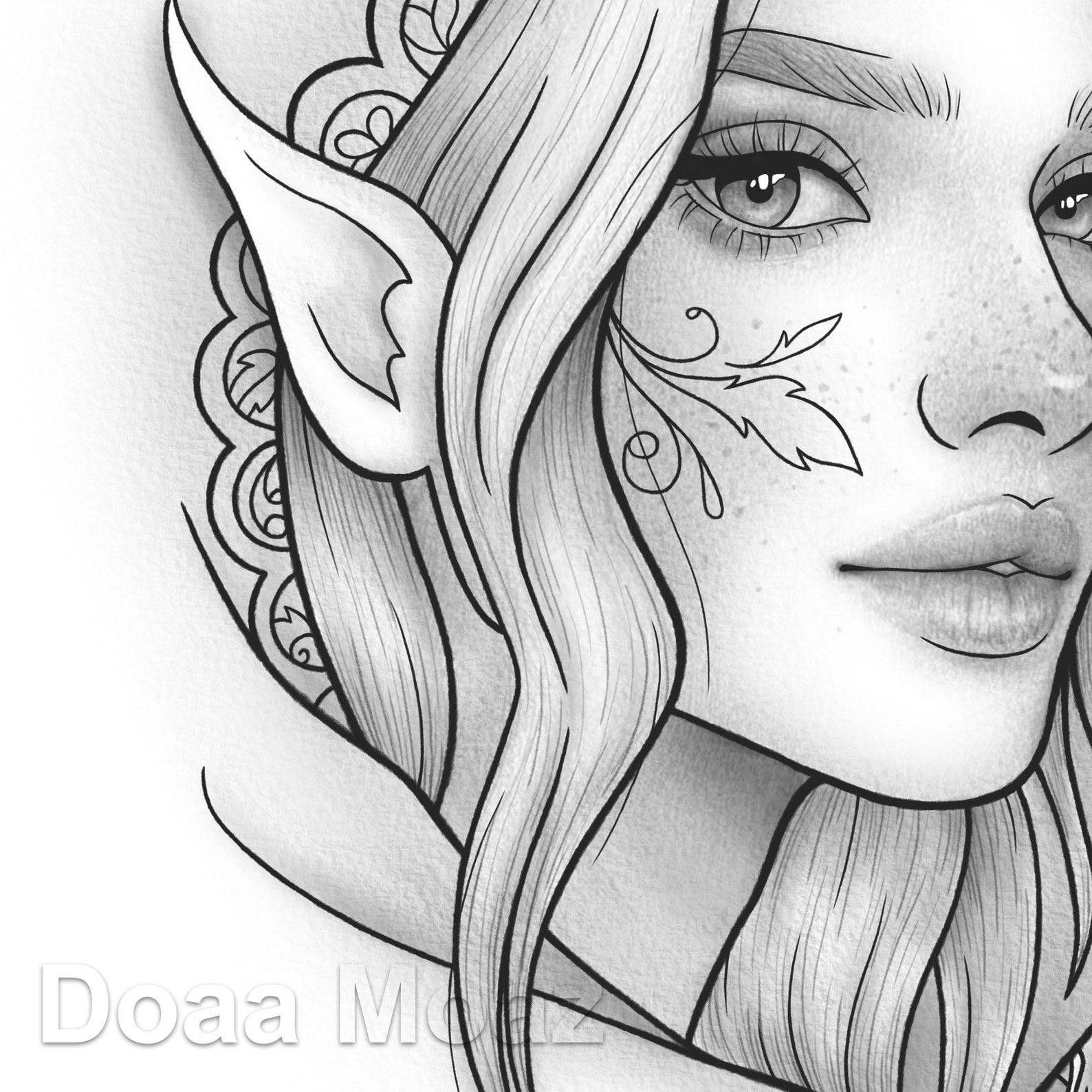 Printable Coloring Page Fantasy Floral Girl Portrait Etsy Canada