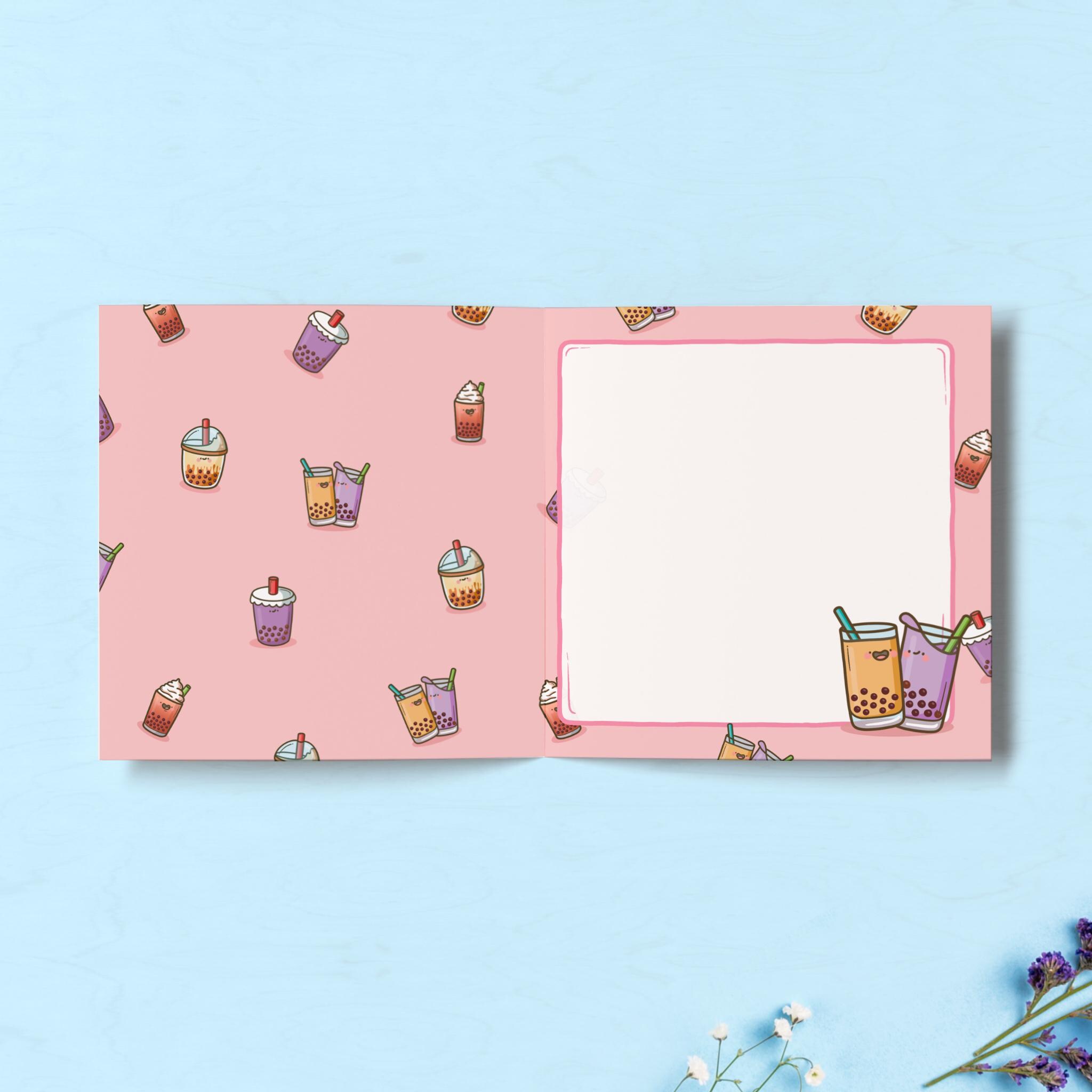 Bubble Tea Birthday Card for Friend | Kawaii Boba Tea Jetpack Birthday ...