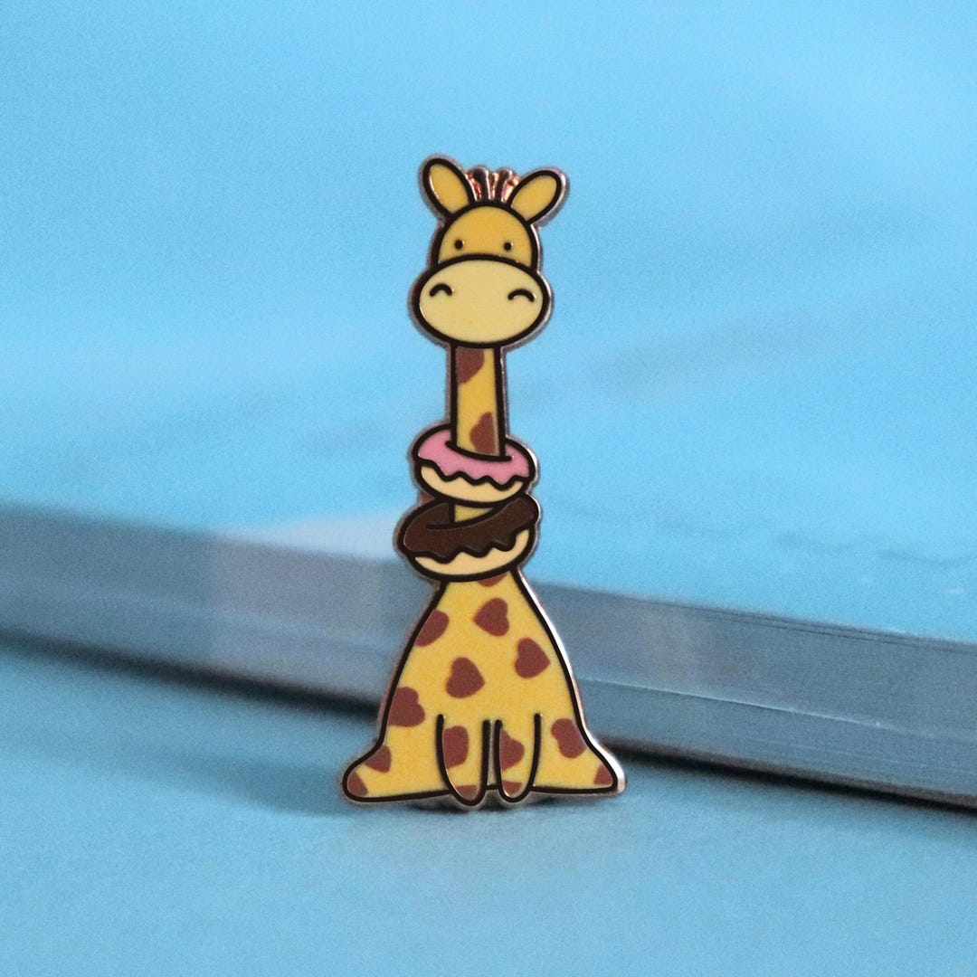 Giraffe Enamel Pin | Kawaii Cute Giraffe Pin | Rose Gold Donut Giraffe ...