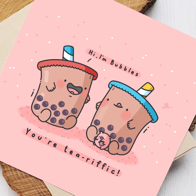 Cute Bubble Tea Card for Friend Kawaii Boba Tea Birthday - Etsy