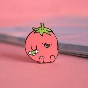 Tomatoes Enamel Pin - Toma-toes | Kawaii Tomato Pin | Rose Gold Tomato ...