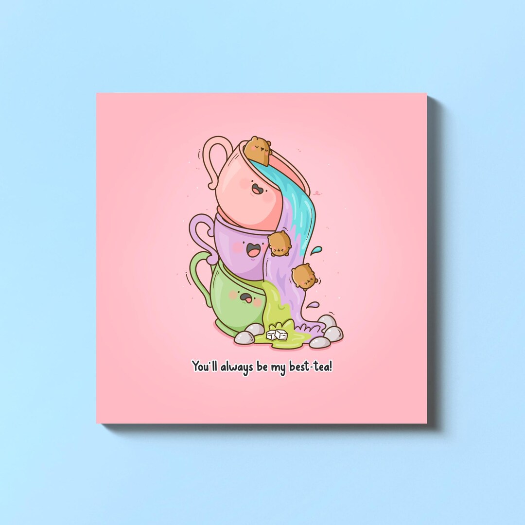 Best-tea Card | Cute Teacup Waterfall Greeting Card With Bears | Funny ...