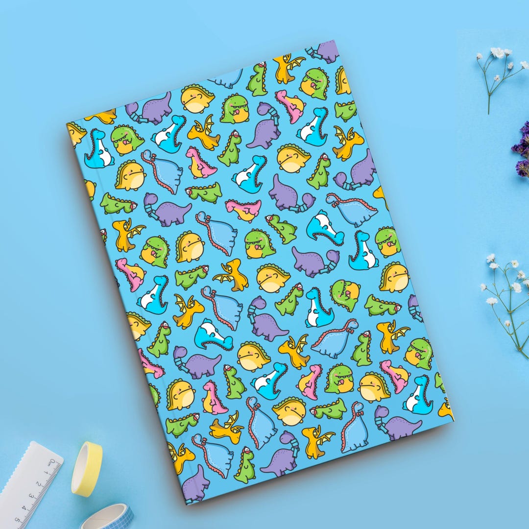 Cute Dinosaur A5 Dot Grid Notebook – Kawaii Hardback Bullet Journal ...