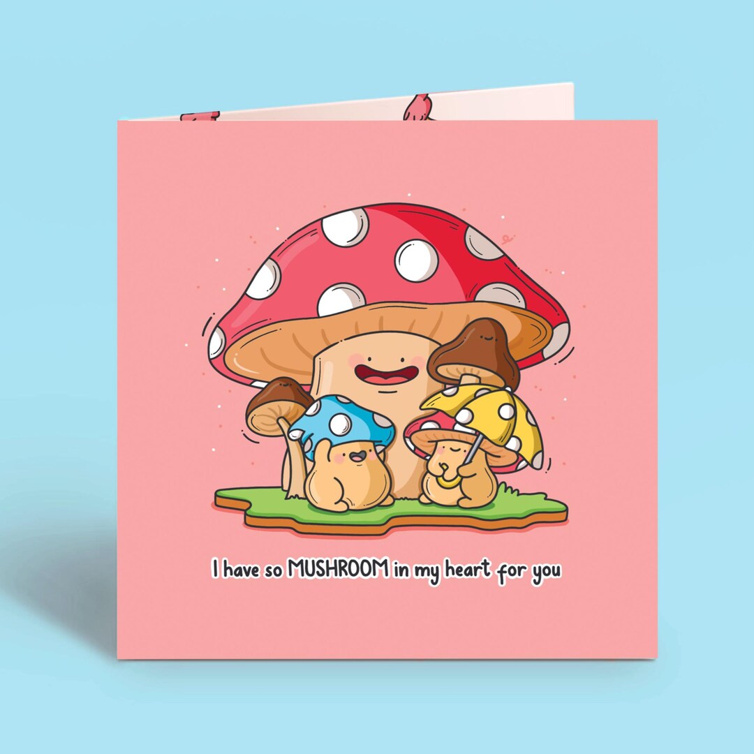 Mushroom Card - Kawaii Mushroom Card | Cards for Her, Cards for Him ...