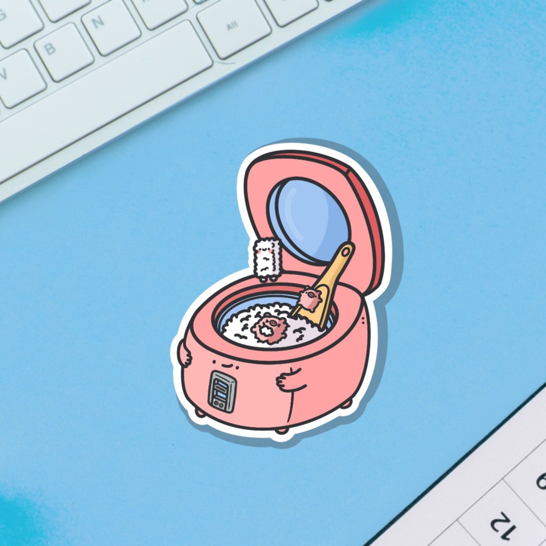 Cute Rice Cooker Vinyl Sticker Kawaii Rice Stickers Cute Vinyl Sticker ...