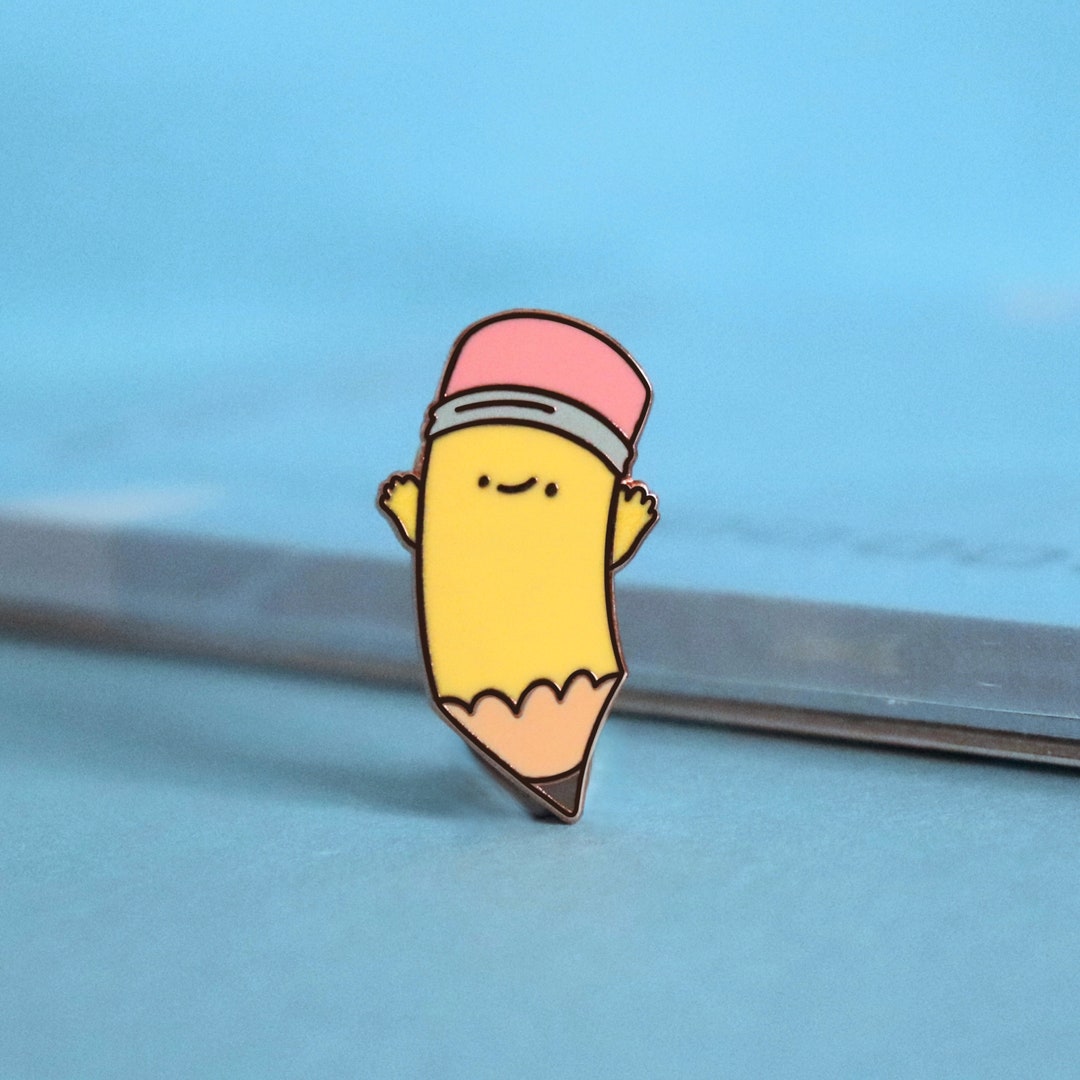 Pencil Enamel Pin | Kawaii Pencil Lapel Pin | Rose Gold | Hard Enamel ...
