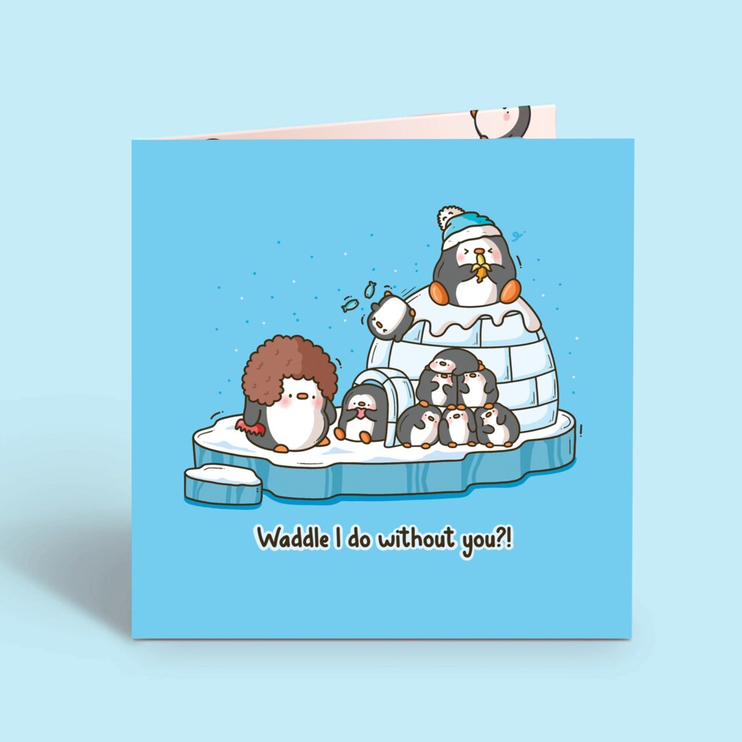 Penguin Card Cute Card, Friendship, Appreciation Cards for Her, Cards ...