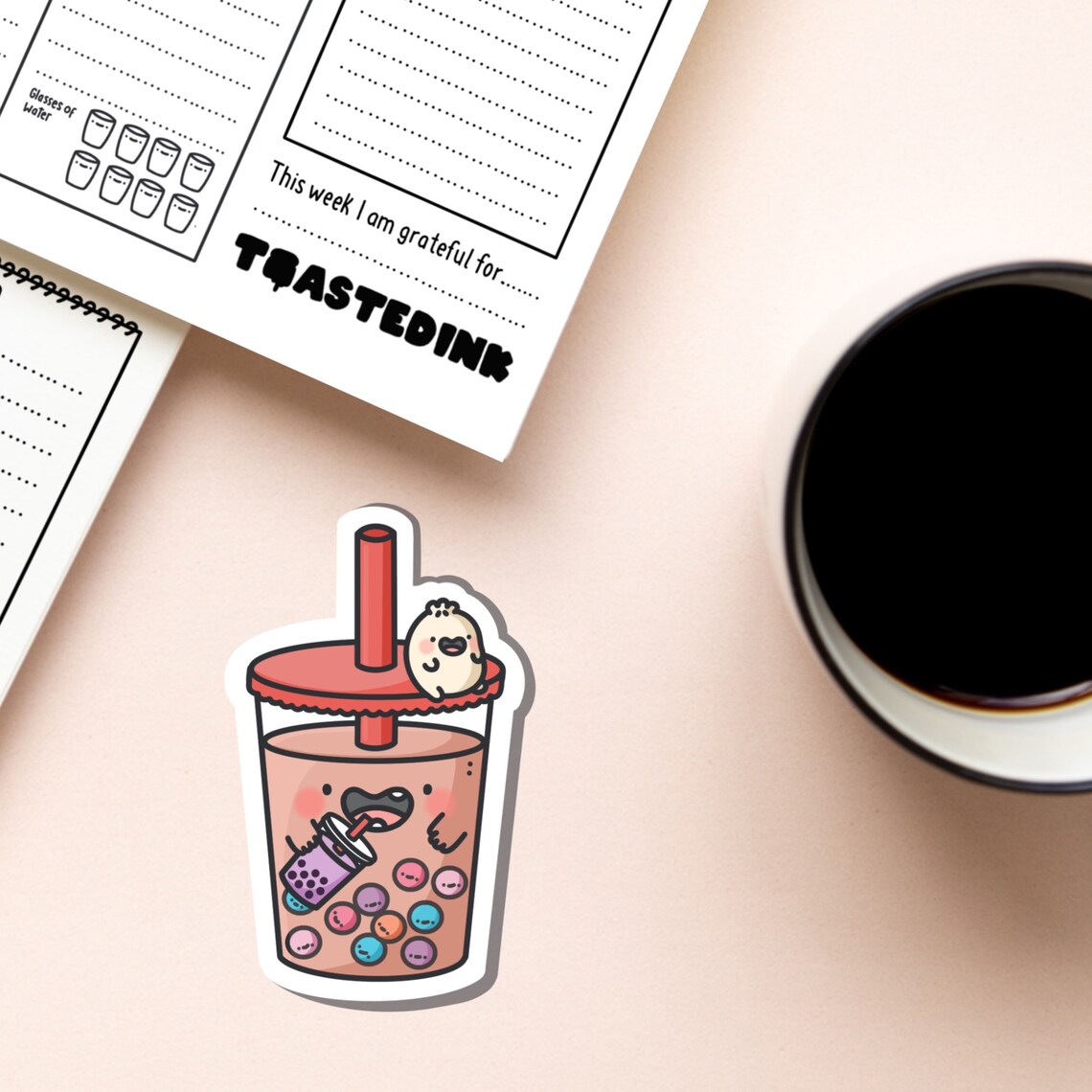 Cute Boba Tea Vinyl Sticker Kawaii Bubble Tea Stickers | Etsy