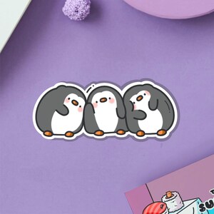 Line of Penguins Vinyl Sticker | Kawaii Penguin Stickers | Cute Vinyl ...