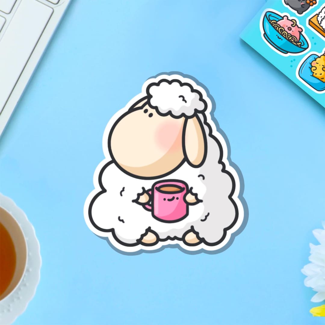 Sheep Vinyl Sticker | Cute Sheep Stickers | Kawaii Vinyl Sticker ...