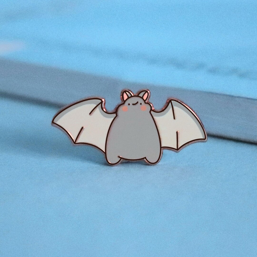 Bat Enamel Pin | Kawaii Cute Bat Pin | Rose Gold Halloween Pin | Hard ...