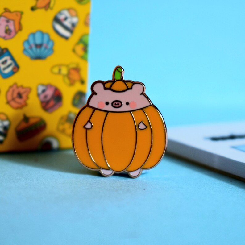 Cute Pumpkin Pig Enamel Pin Kawaii Pig Pin Cute Animals - Etsy