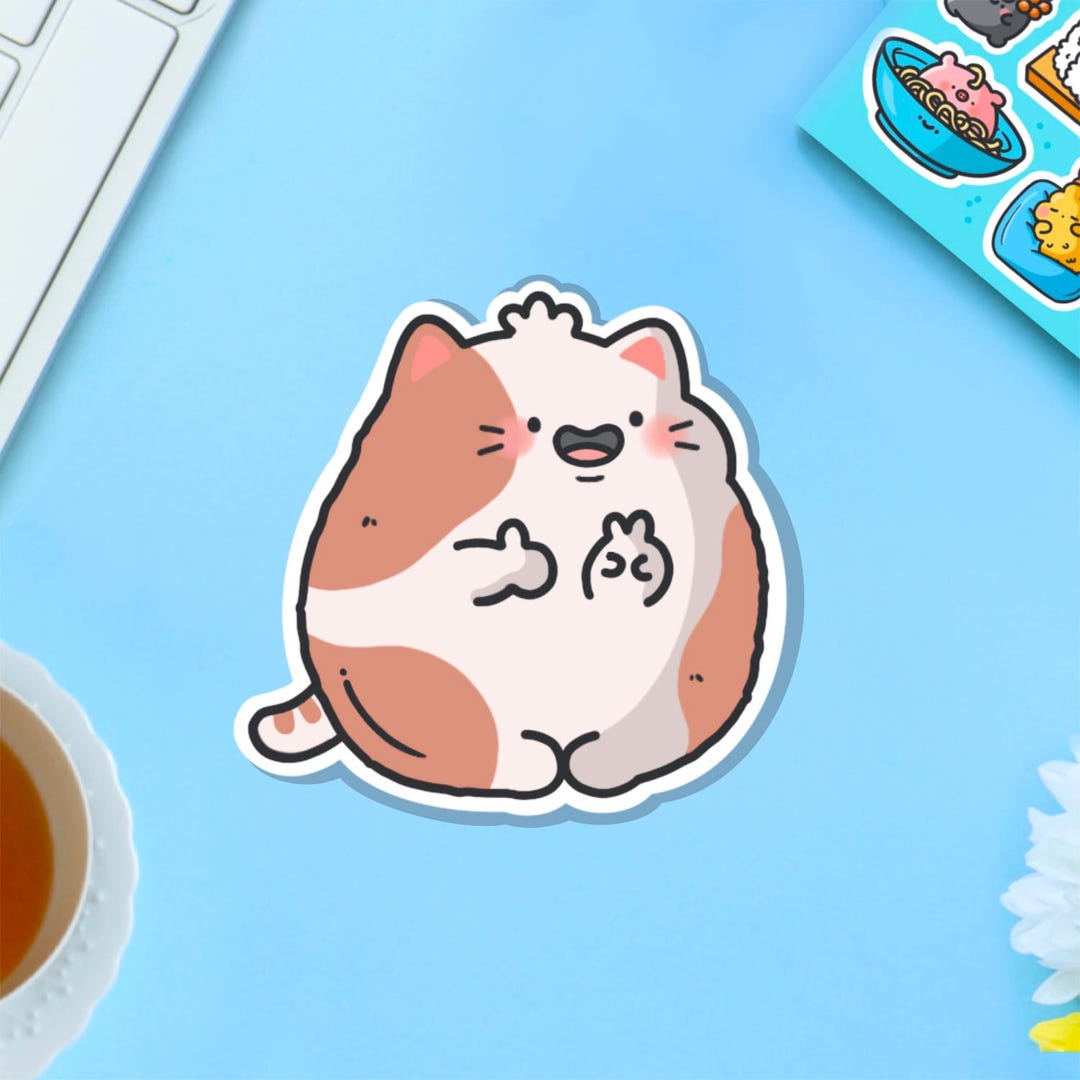 Happy Cat Vinyl Sticker | Kawaii Cat Sticker | Cute Vinyl Sticker ...