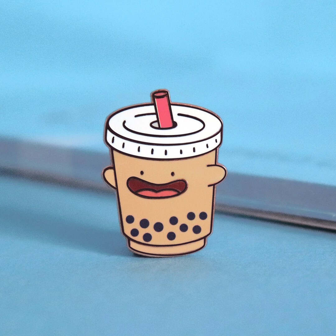 Bubble Tea Enamel Pin | Kawaii Boba Pin | Rose Gold Pin | Hard Enamel ...