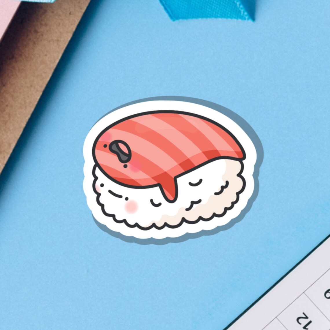 Salmon Sushi Vinyl Sticker Kawaii Sushi Stickers Cute - Etsy