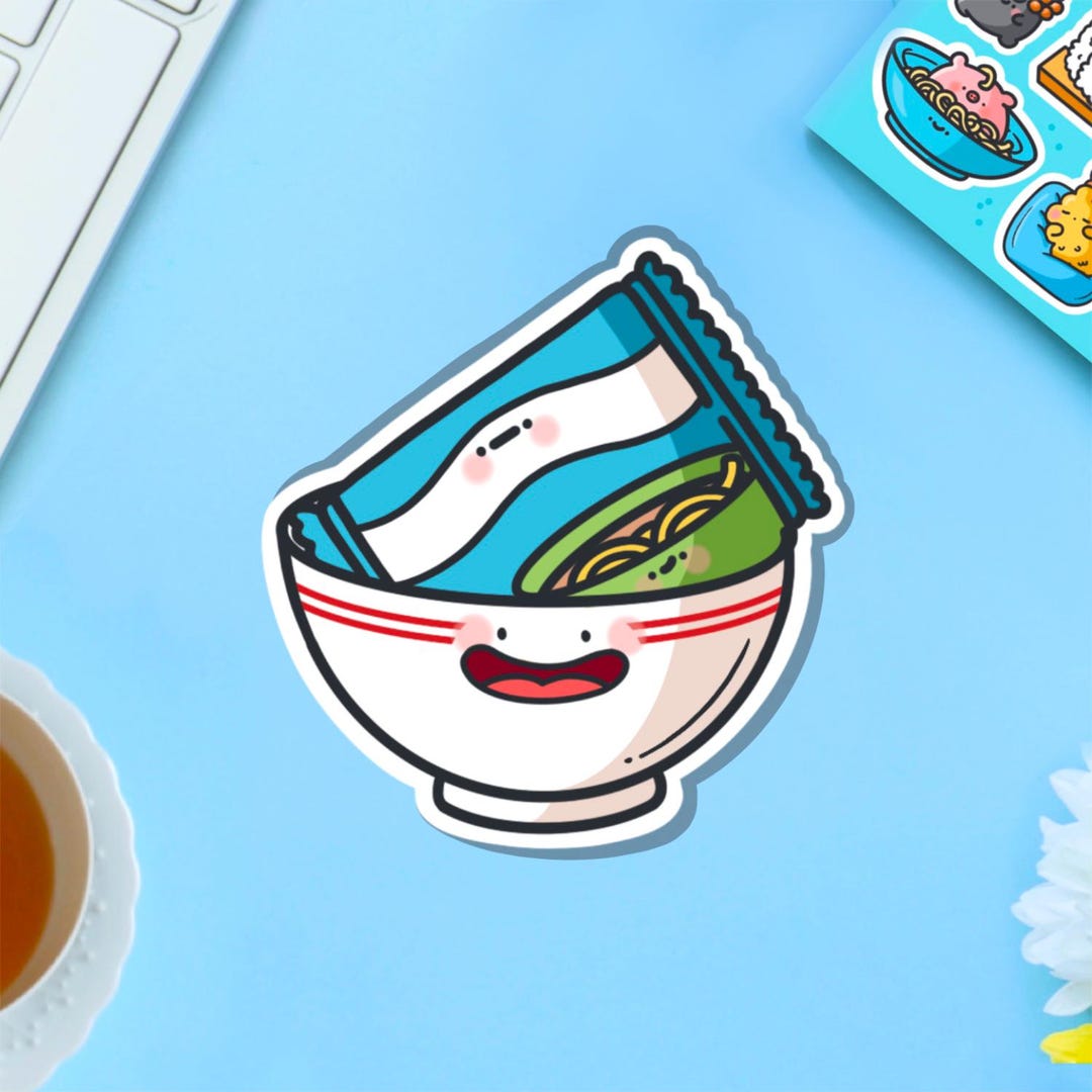 Ramen Packet Vinyl Sticker | Kawaii Ramen Stickers | Cute Vinyl Sticker ...