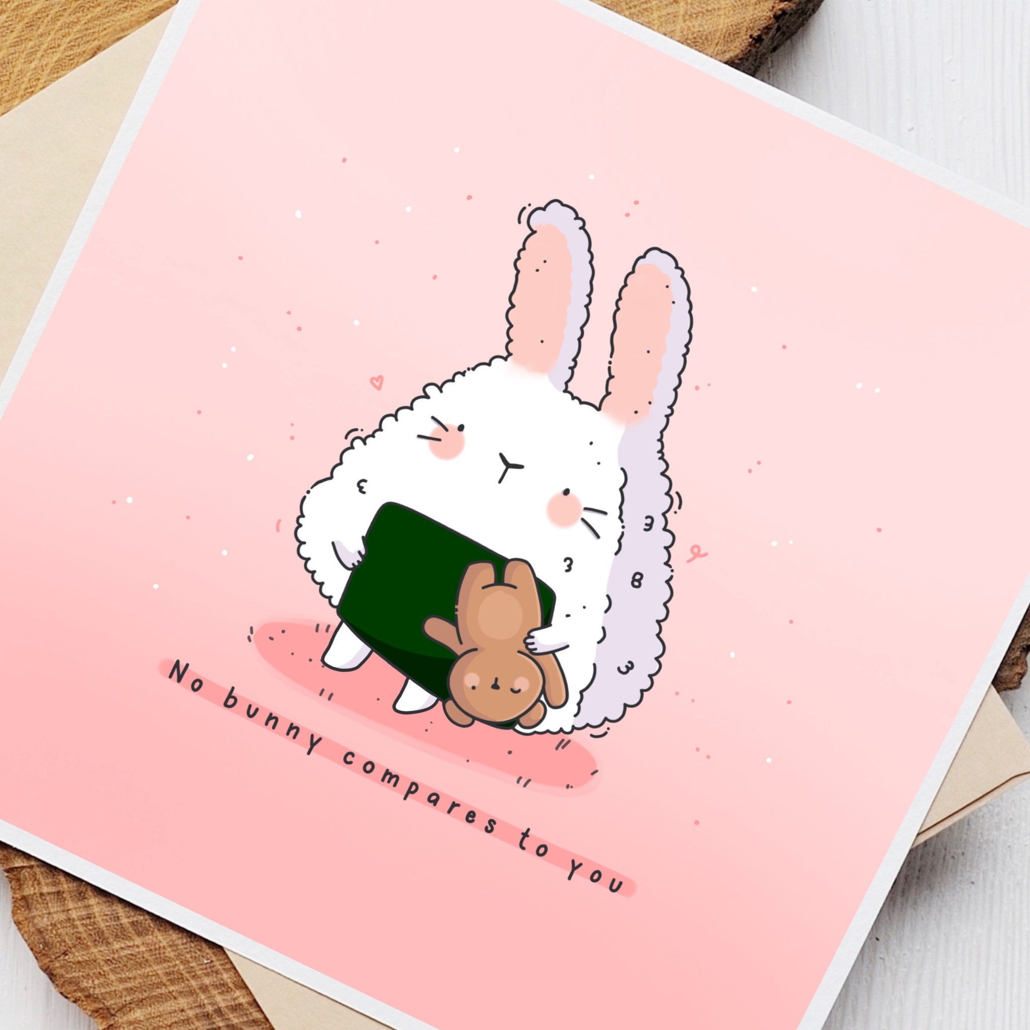 Cute Sushi Bunny card Kawaii greetings Card Cards for | Etsy