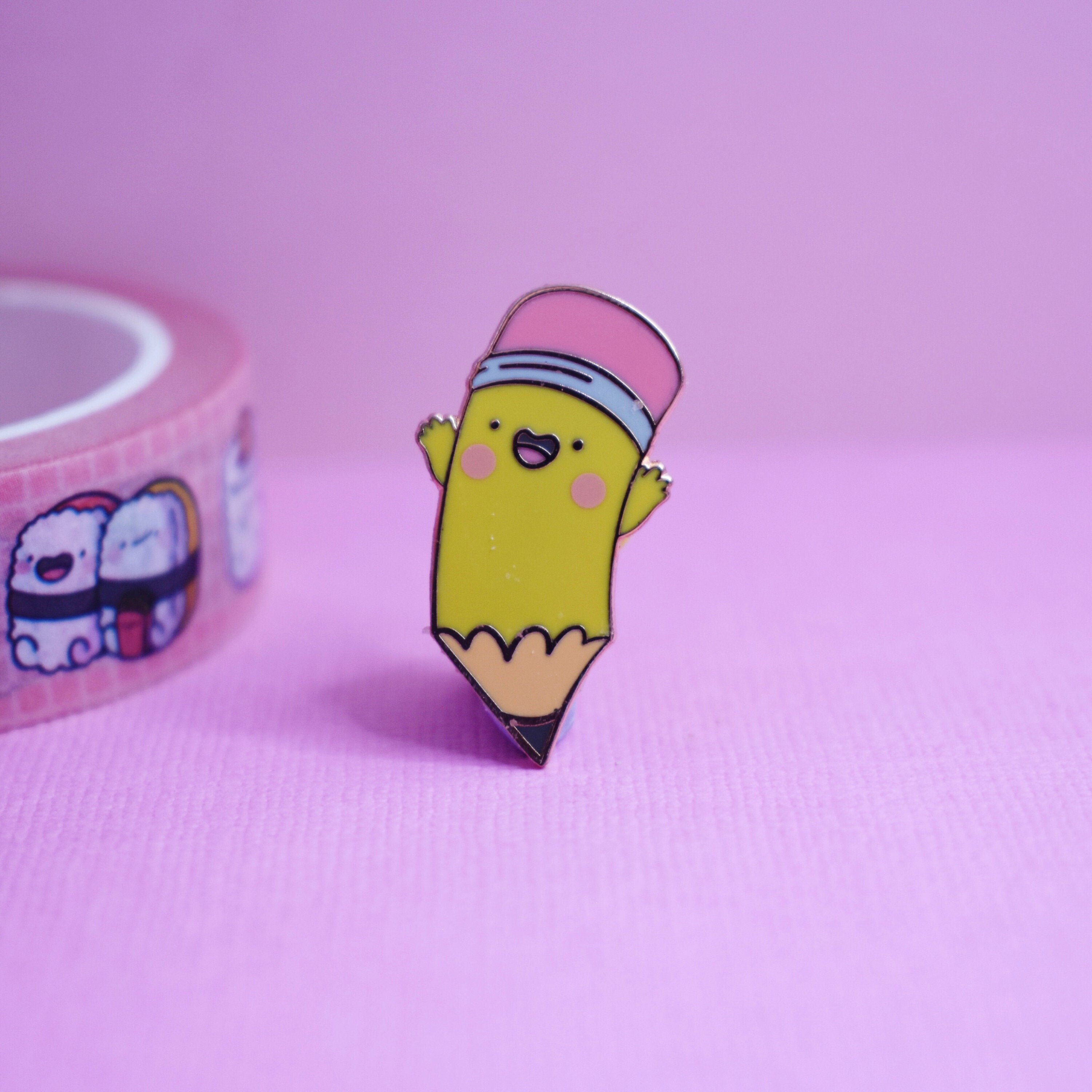 Cute Pencil Enamel Pin Kawaii Pencil Lapel Pin Rose Gold | Etsy