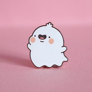 Ghost Enamel Pin | Kawaii Ghost Pin | Rose Gold Pin | Hard Enamel Pin ...