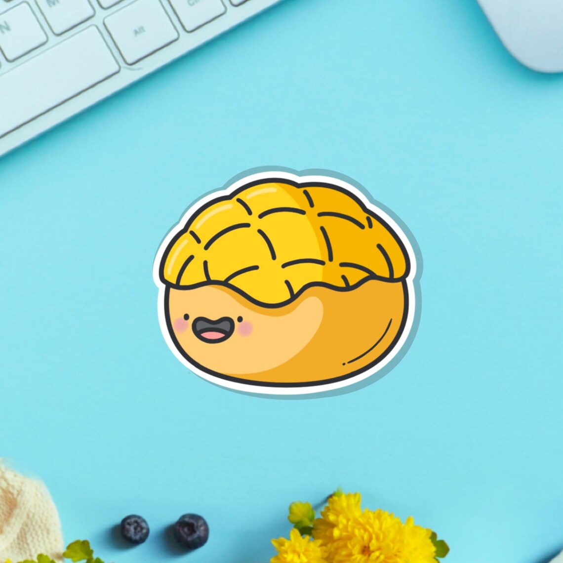 Pineapple Bun Vinyl Sticker | Kawaii Dim Sum Stickers | Cute Vinyl ...