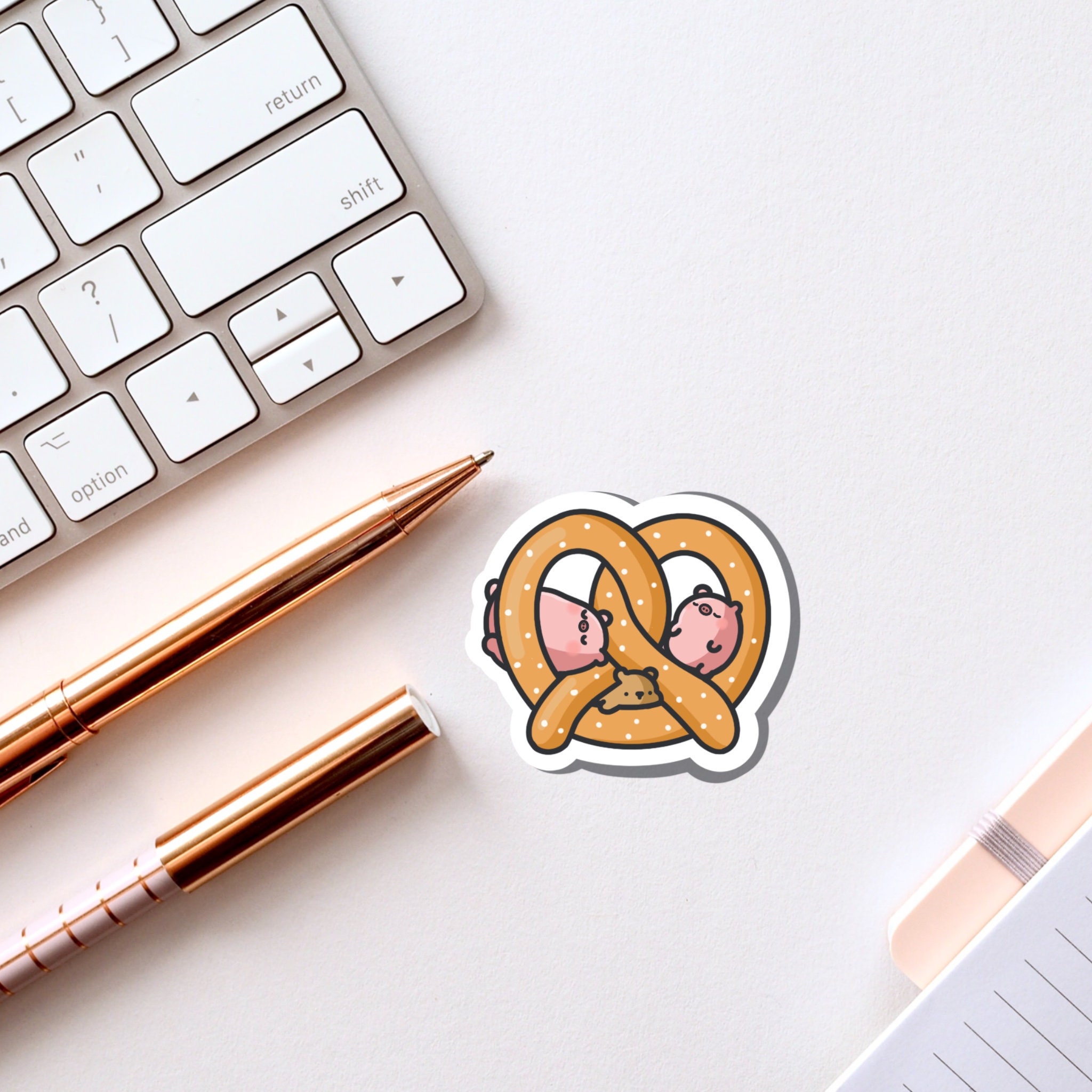 Cute Pretzel Vinyl Sticker Kawaii Stickers Pretzel Stickers | Etsy