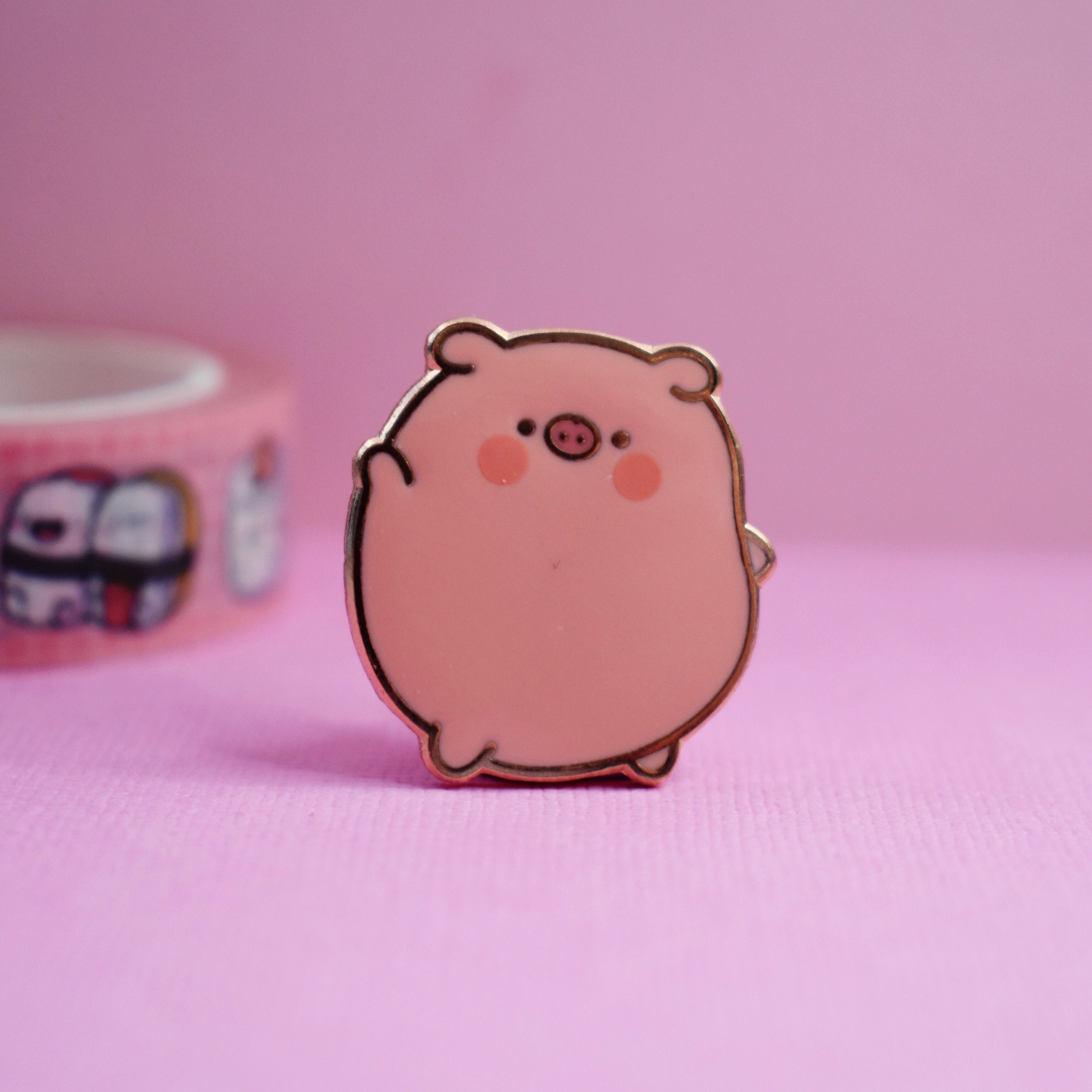 Pig Enamel Pin | Kawaii Pig Pin | Cute Animals | Rose Gold Pig | Hard ...