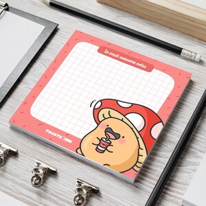Cute Mushroom Sticky Notes, Mini Grid, Kawaii Design Sticky Notes, Cute ...