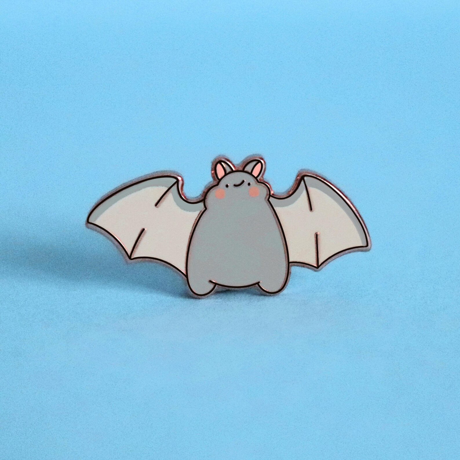 Bat Enamel Pin | Kawaii Cute Bat Pin | Rose Gold Halloween Pin | Hard ...