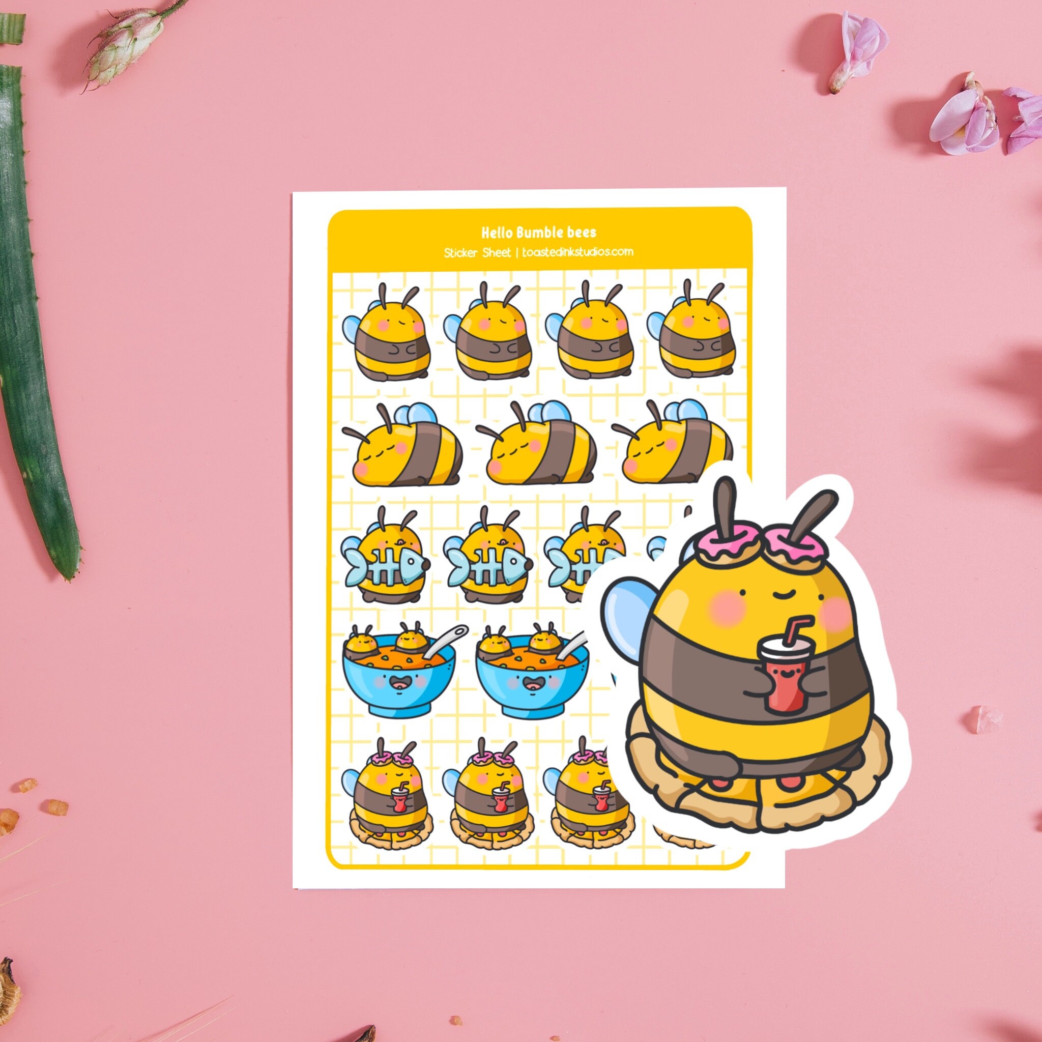 A6 Cute Bumble Bee Sticker Sheets Kawaii Bumblebee Planner - Etsy UK