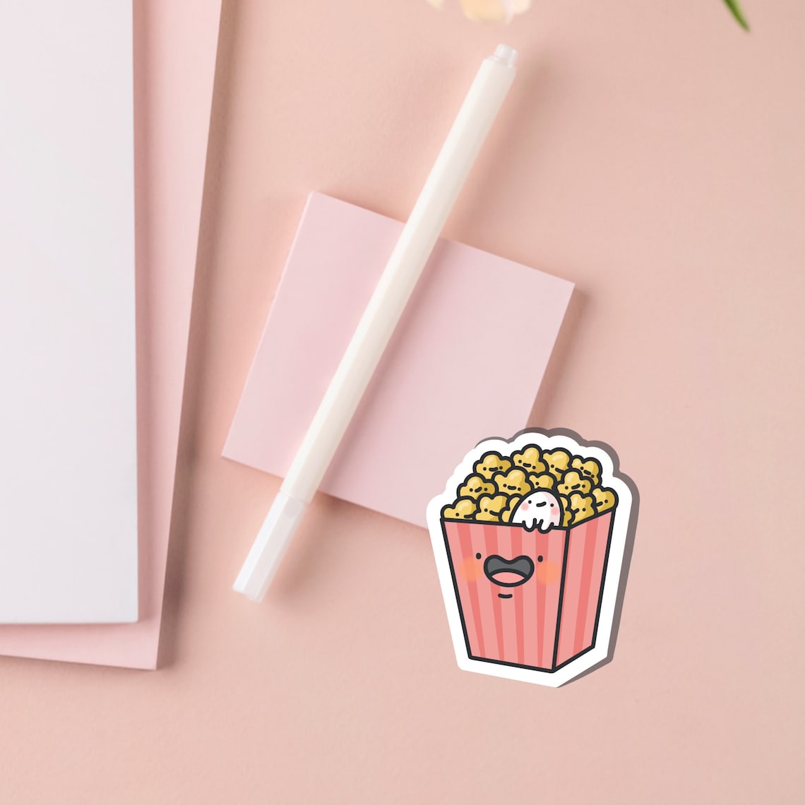 Cute Popcorn Vinyl Sticker Kawaii Stickers Popcorn Stickers | Etsy