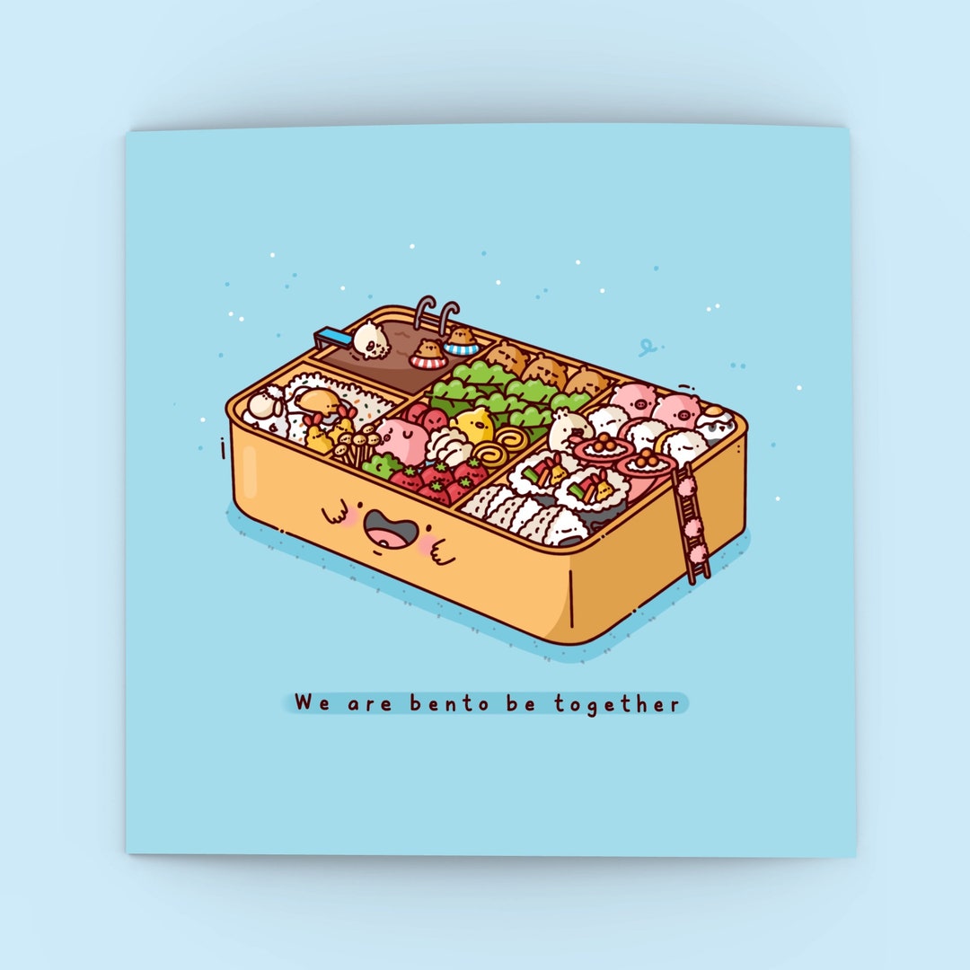 Cute Bento Box Card Kawaii Greetings Card Cards for Her, Cards for Him ...
