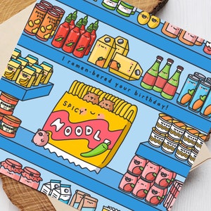 Cute Noodle Birthday Card - Kawaii Noodles Card, Cup Noodles | Cards ...