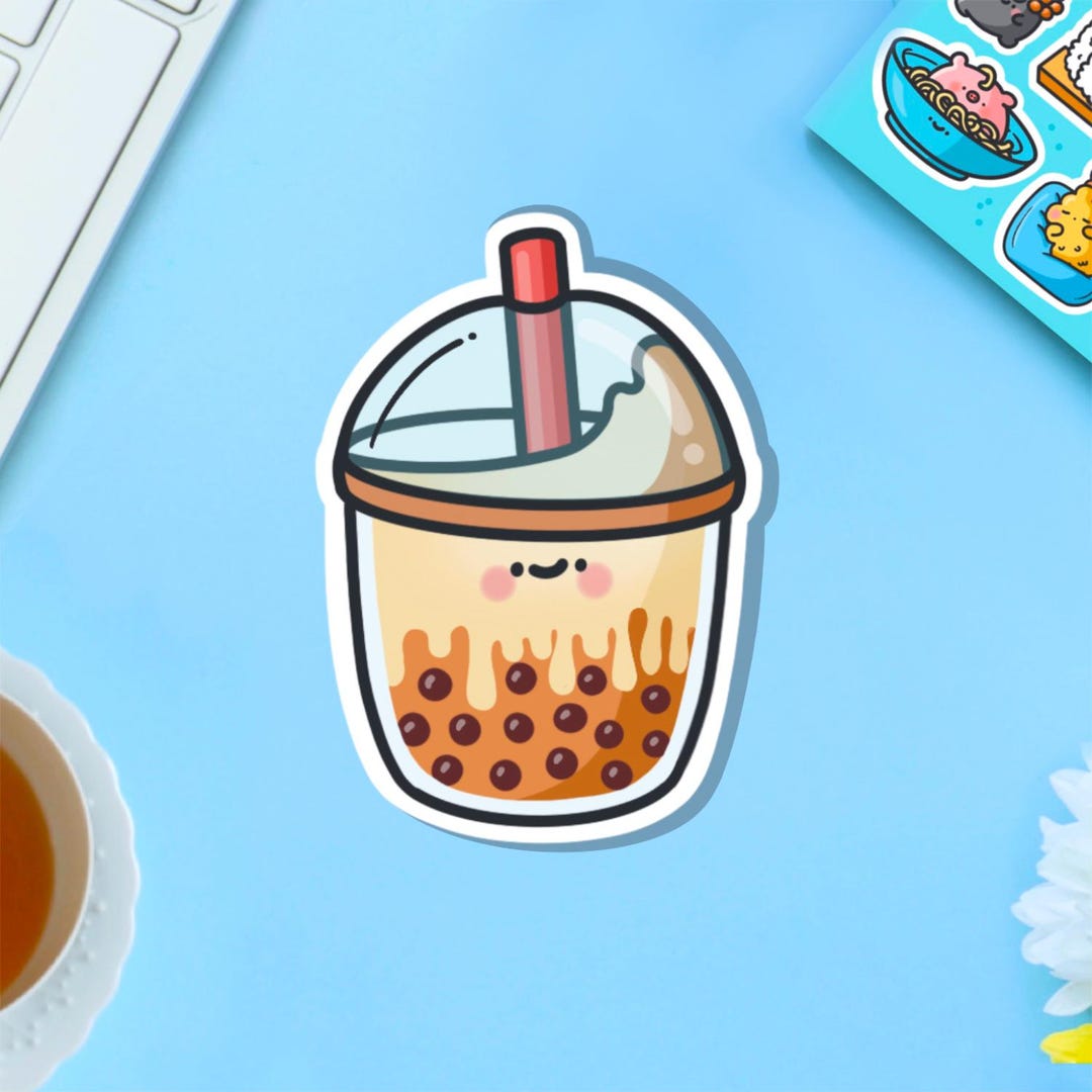 Brown Sugar Milk Bubble Tea Vinyl Sticker | Kawaii Boba Stickers | Cute ...