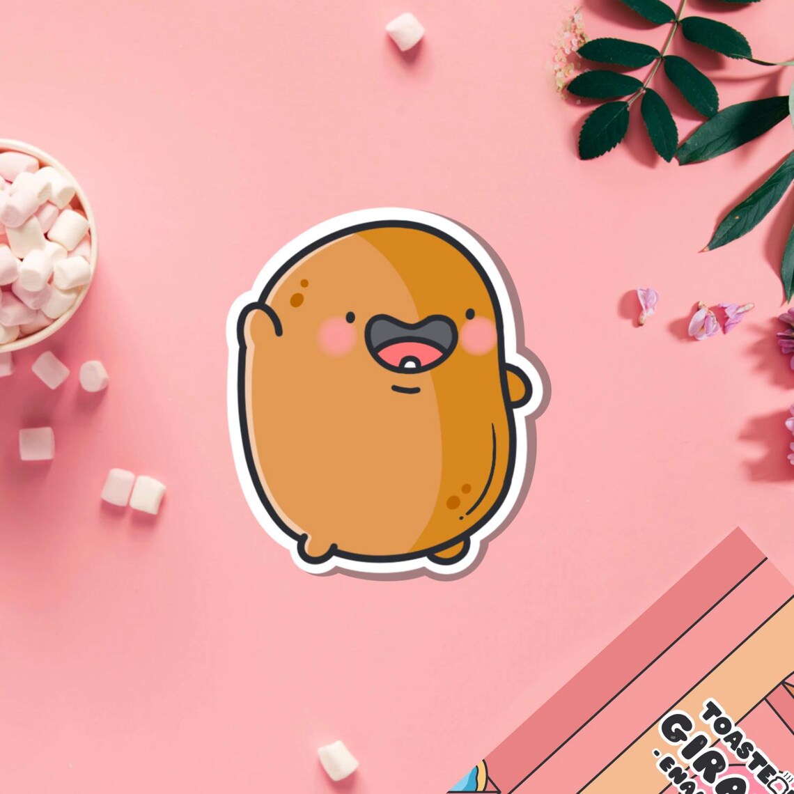 Waving Potato Vinyl Sticker | Kawaii Stickers, Potato Stickers | Cute ...