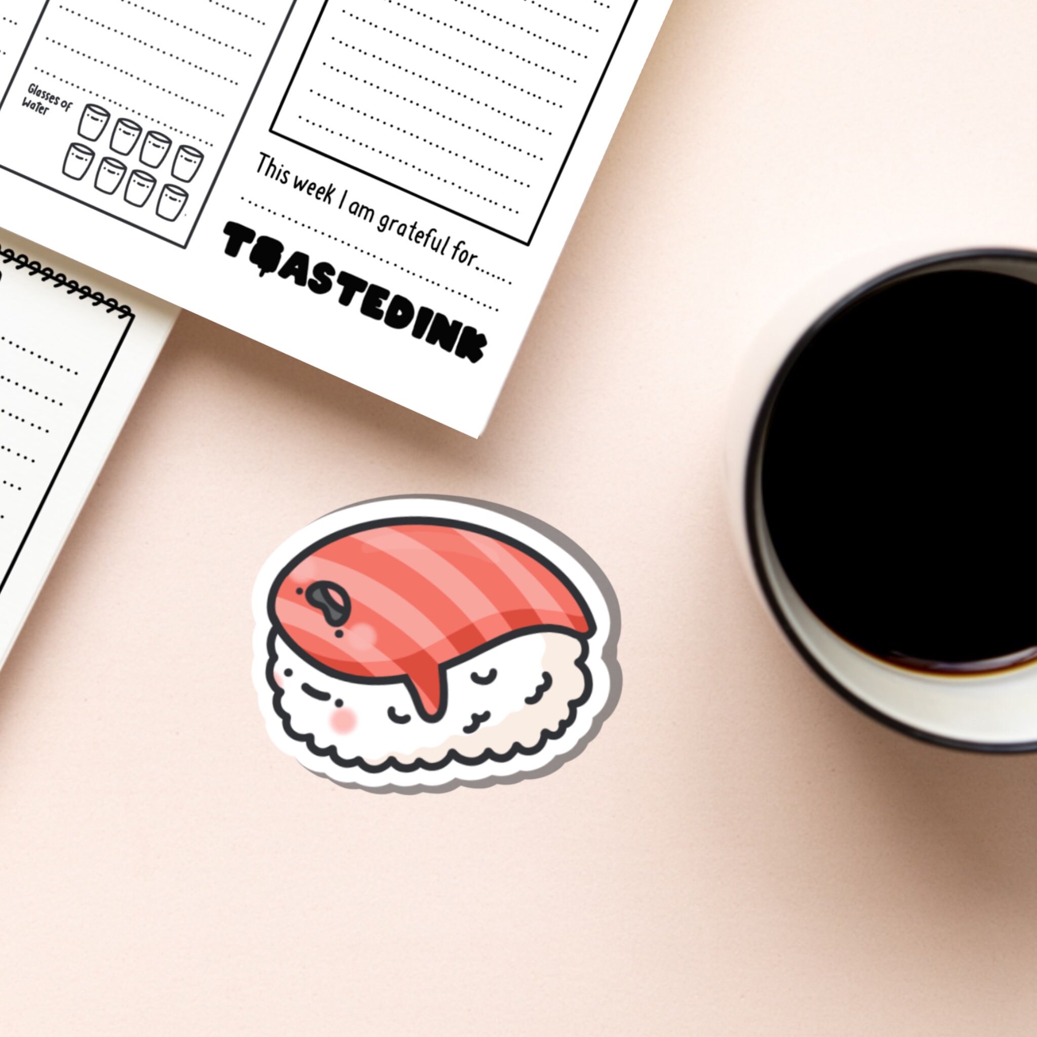 Salmon Sushi Vinyl Sticker Kawaii Sushi Stickers Cute | Etsy