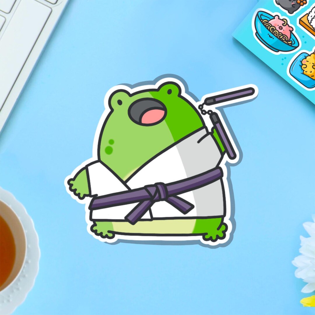 Karate Frog Vinyl Sticker | Kawaii Frog Stickers | Cute Vinyl Sticker ...