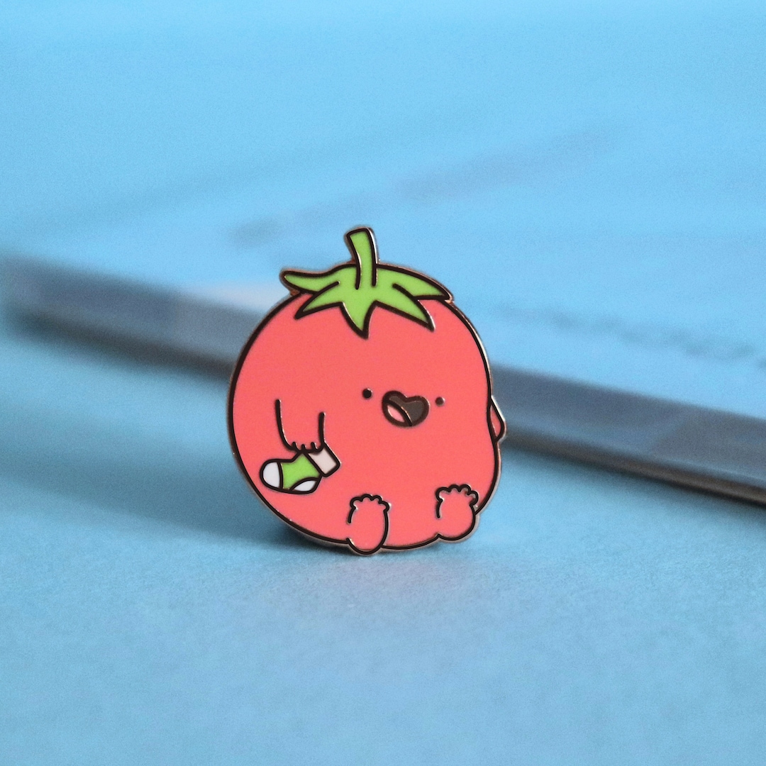 Tomatoes Enamel Pin - Toma-toes | Kawaii Tomato Pin | Rose Gold Tomato ...