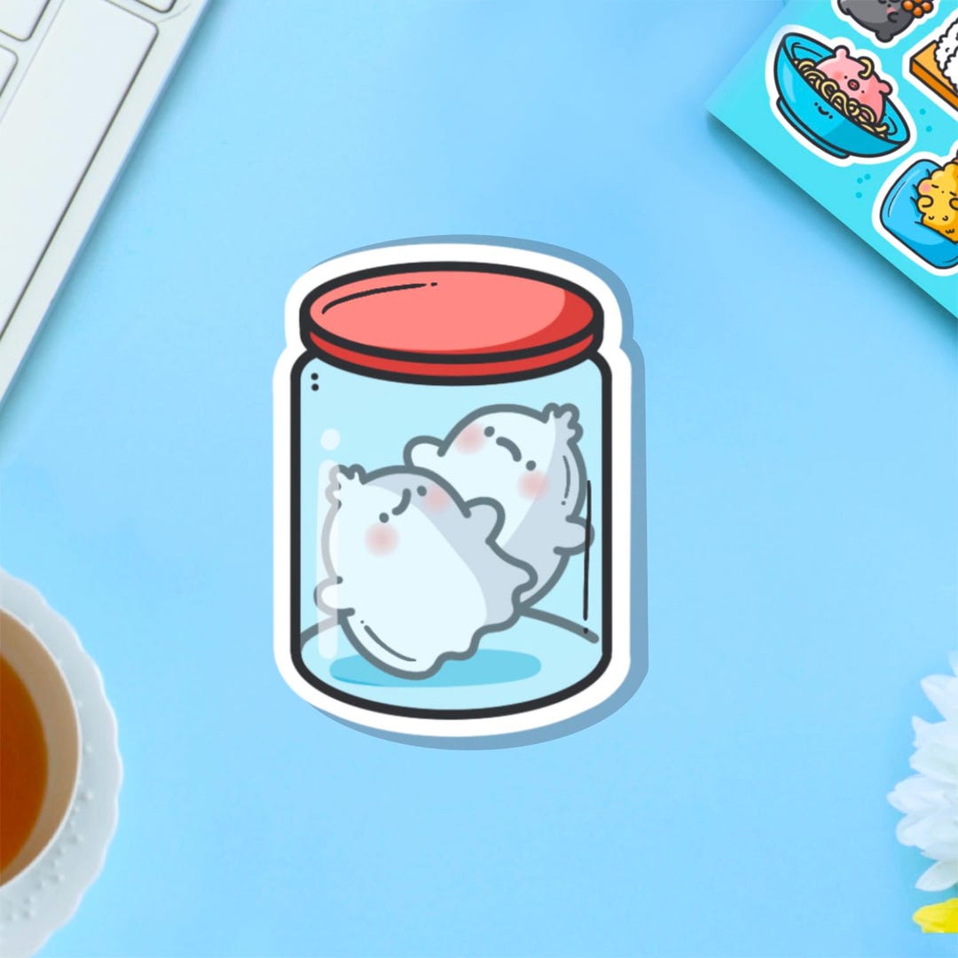 Jar of Ghosts Vinyl Sticker | Kawaii Ghost Sticker | Cute Vinyl Sticker ...