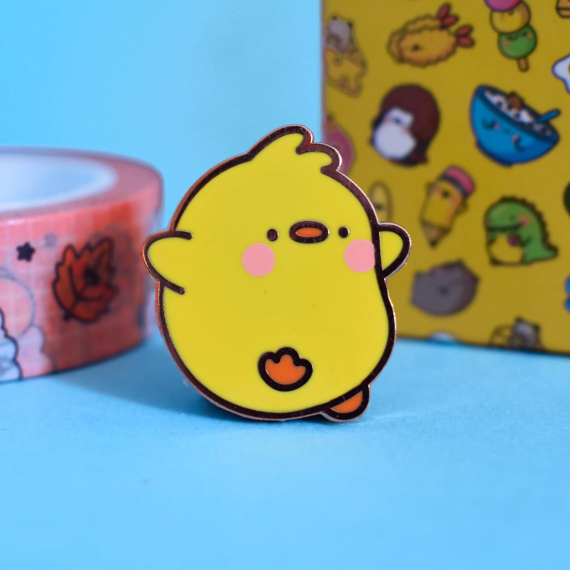 Cute Chick Enamel Pin Kawaii Chicken Pin Animals Rose - Etsy